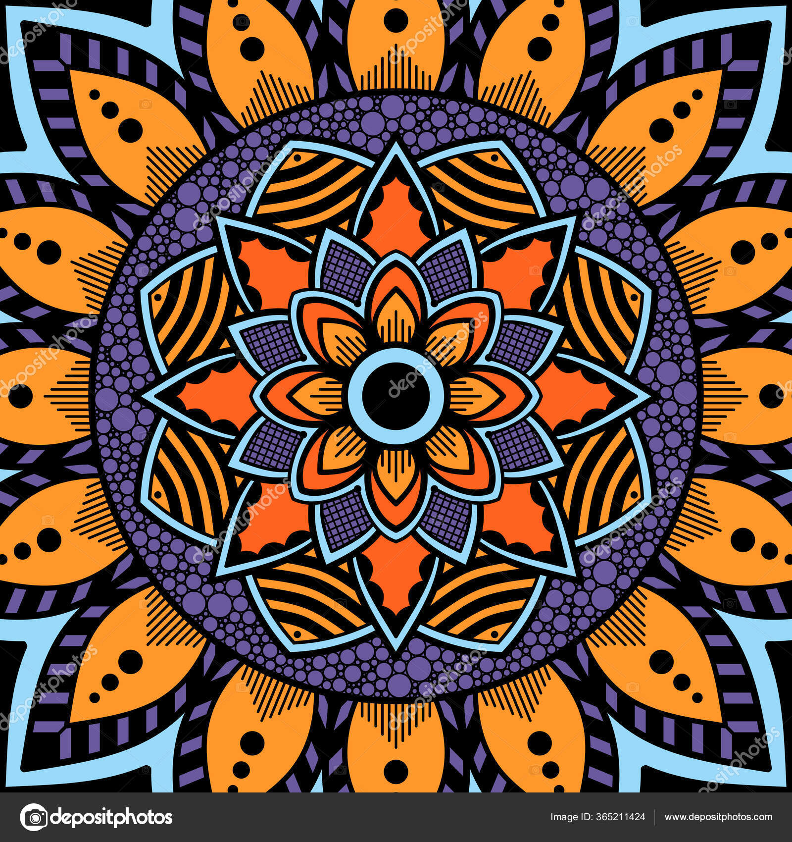 Ethnic Square Mandala Ornament Arabic Pakistan Moroccan Turkish Indian ...