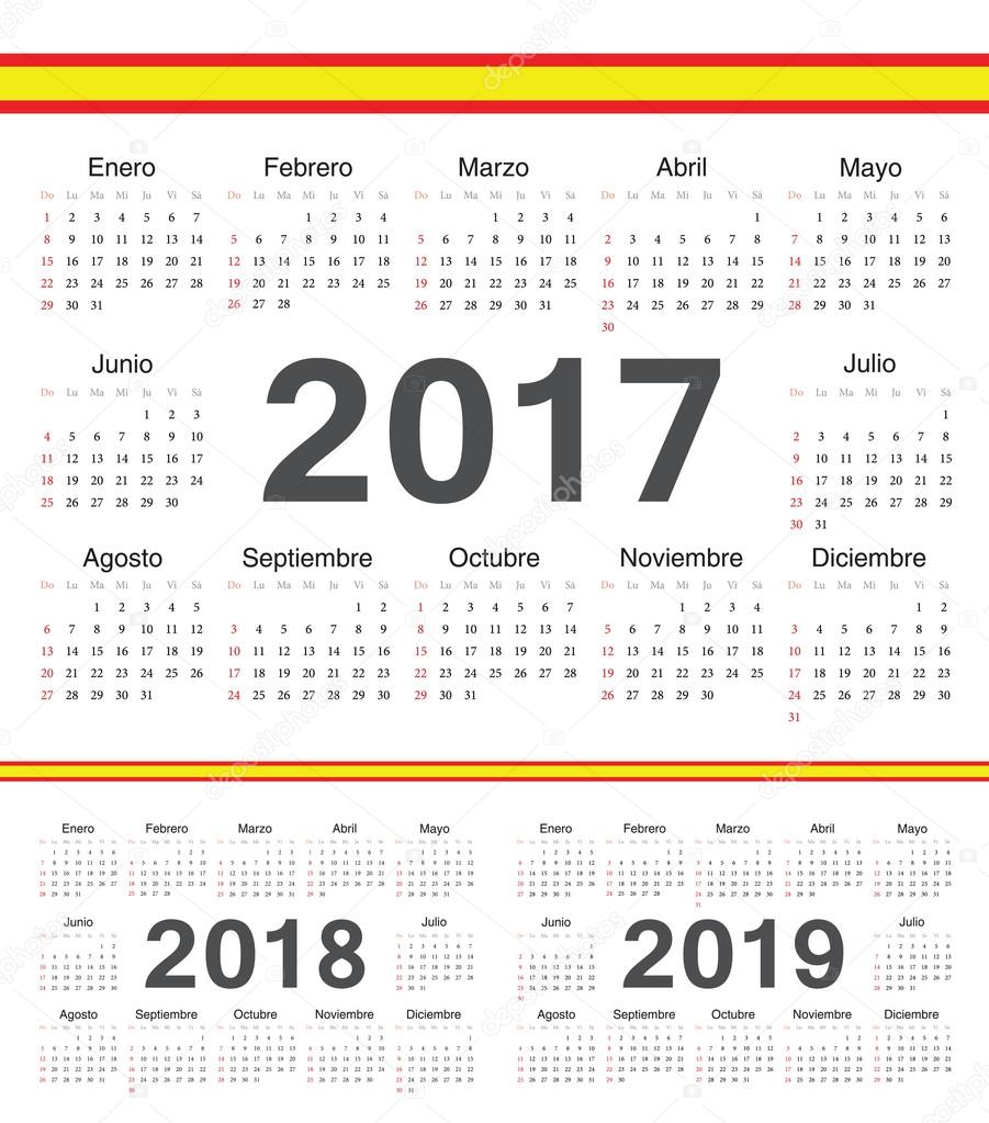 Vector spanish black circle calendars 2017, 2018, 2019 Stock Vector by ...