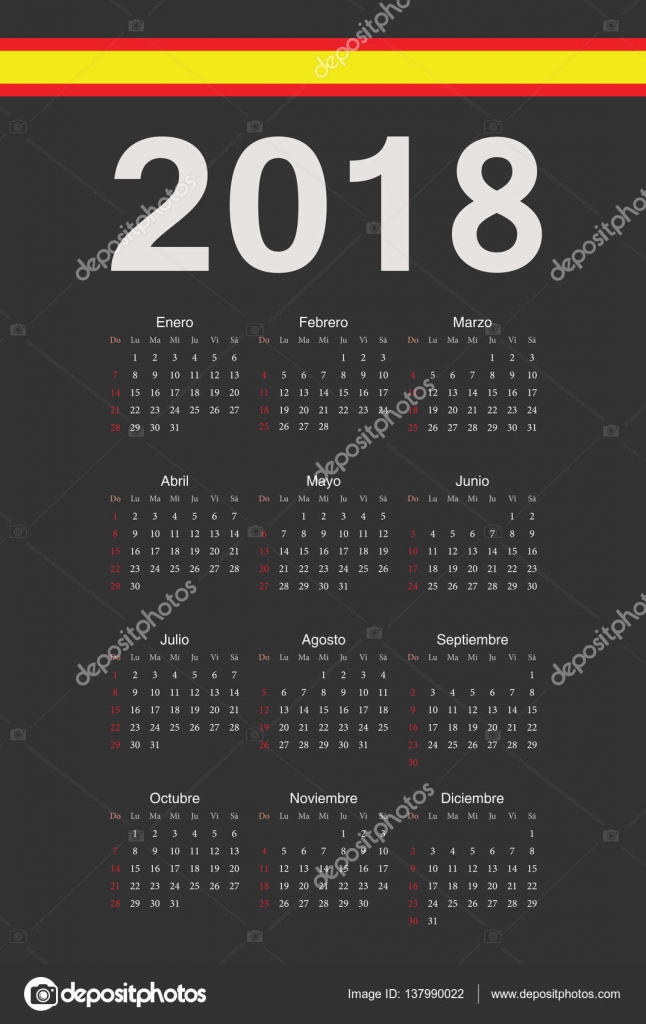 Spanish black 2018 year vector calendar Stock Vector by ©julvil11 137990022