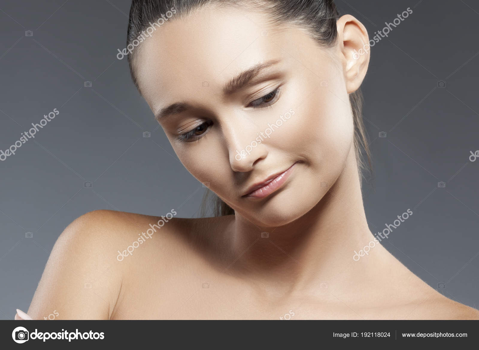 Portrait Young Woman Natural Makeup Emotion Sadness Face Stock Photo by ...