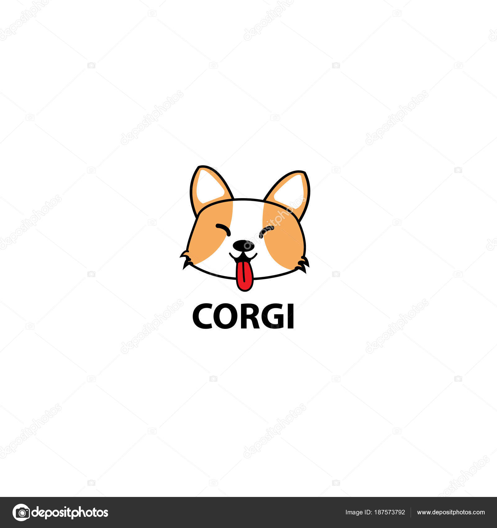Corgi Dog Face Icon Logo Vector Illustration Stock Vector Image by ...