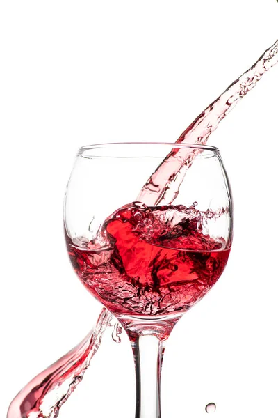 Splash Falling Red Wine Glass Black Background — Stock Photo © bazilpp #361655278