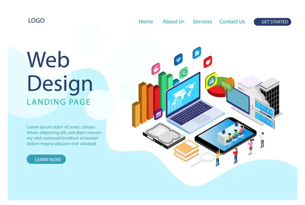 Modern Web landing flat design isometric concept of Cloud Technology ...