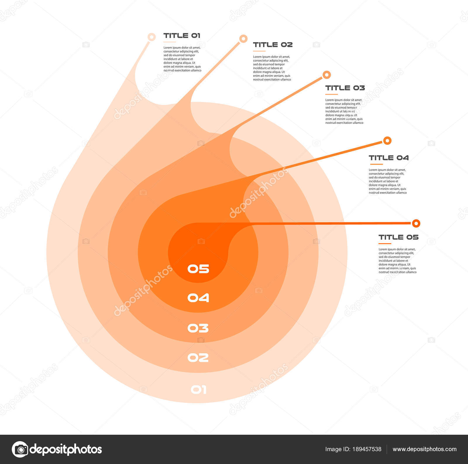 Concentric infographics step by step in a series of circle. Element of ...
