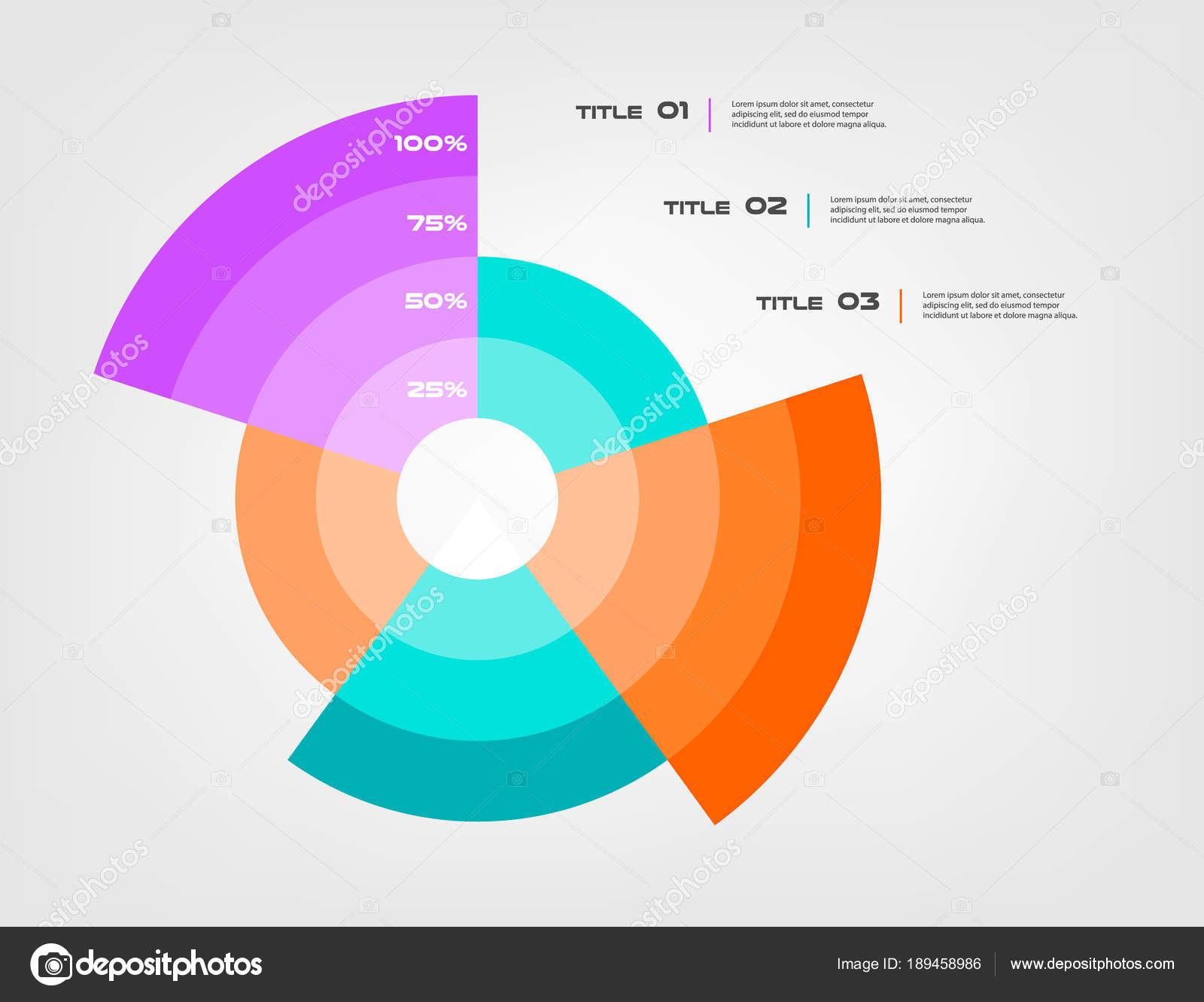 Sunburst chart color infographics step by step in a series of circle ...
