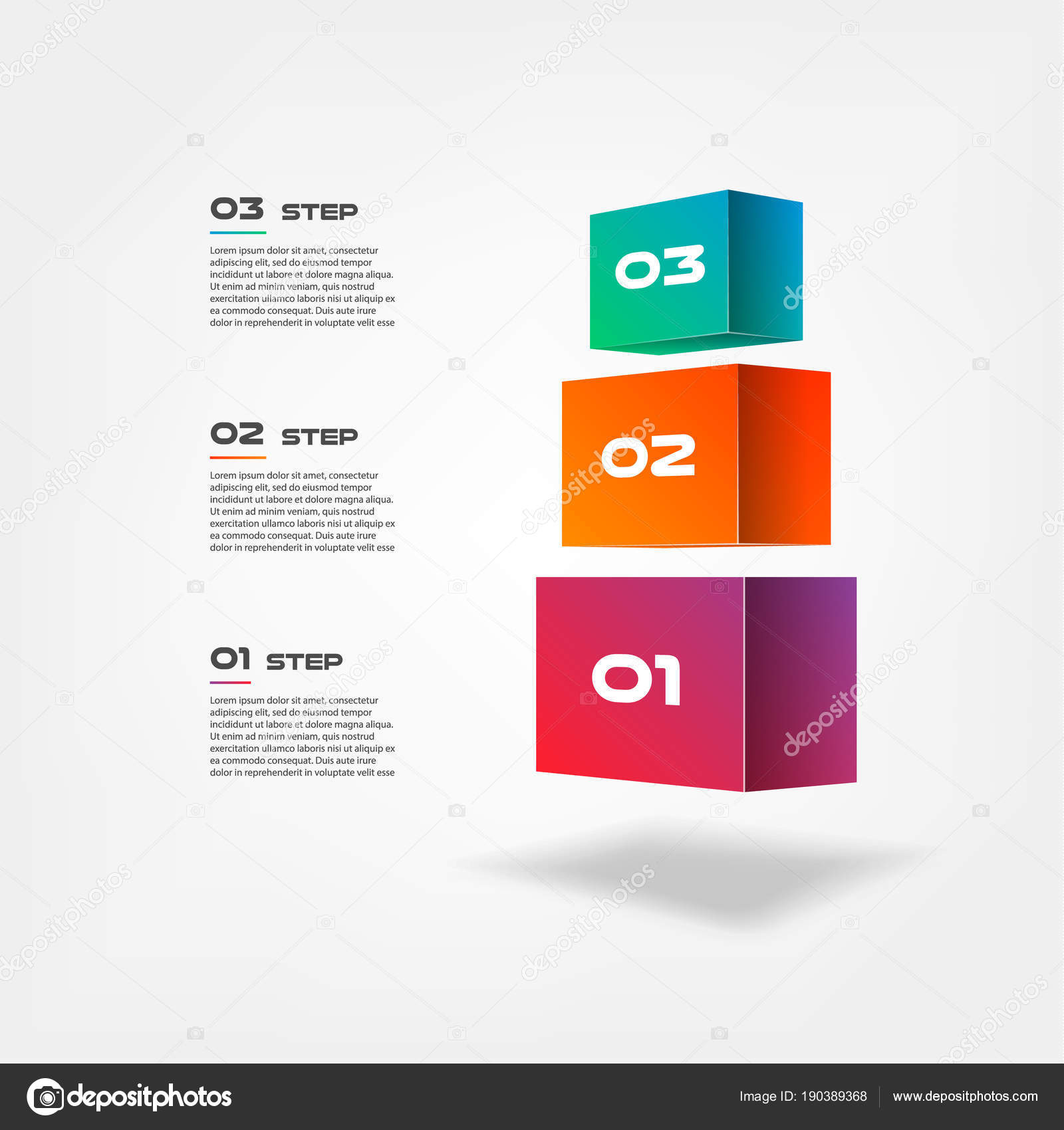 3d blocks infographics step by step. Element of chart, graph, diagram ...