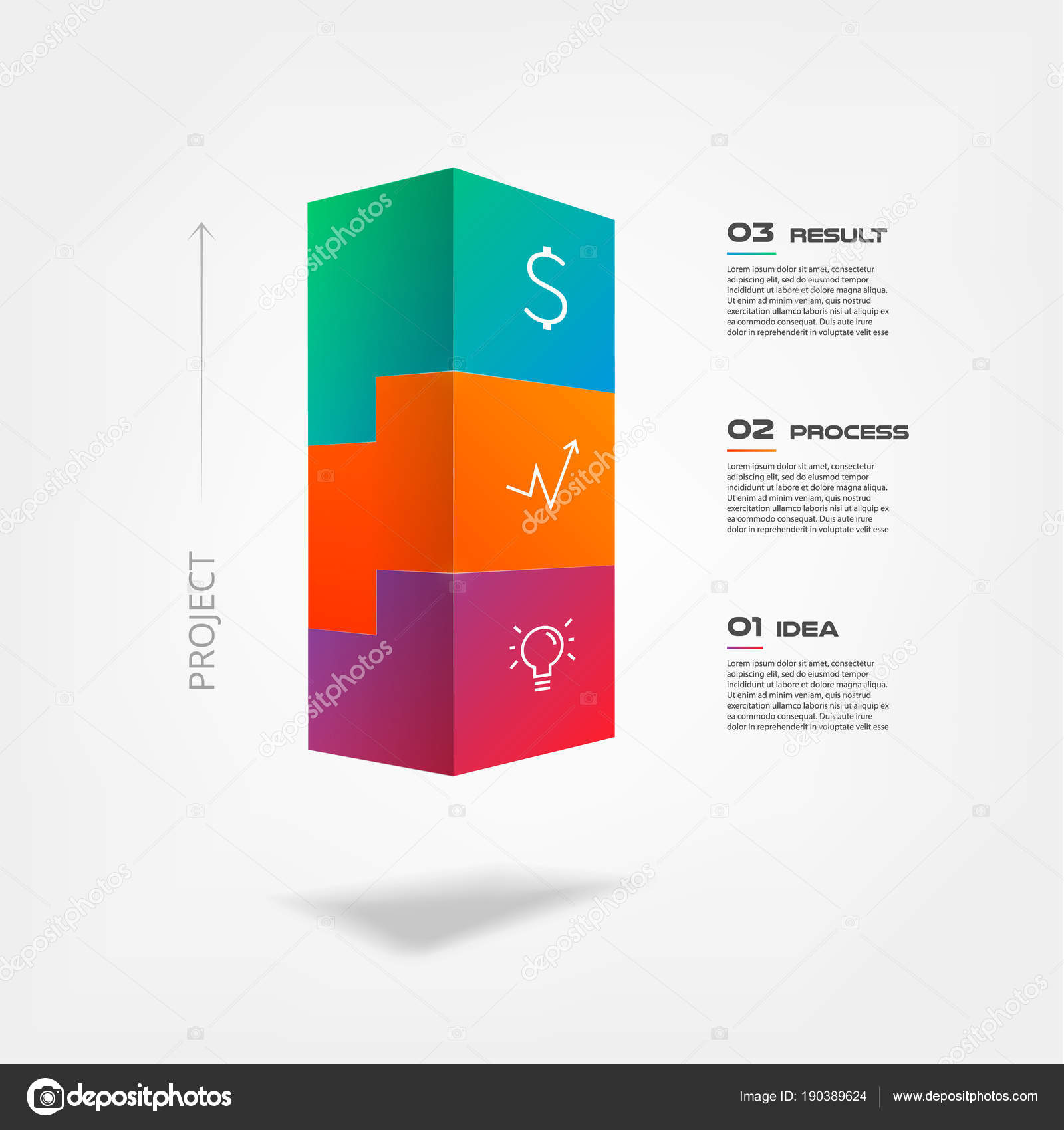 3D tetris block infographics steg för steg. Element i diagrammet ...