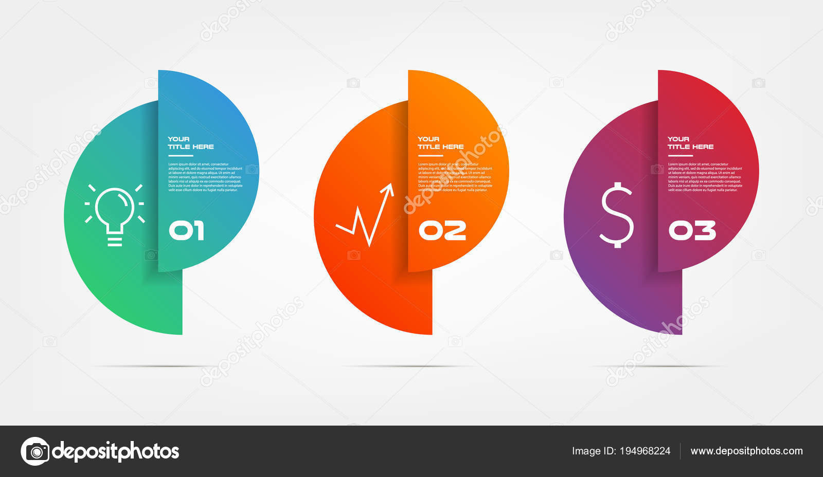 Circle gradient infographics step by step. Element of chart, graph ...