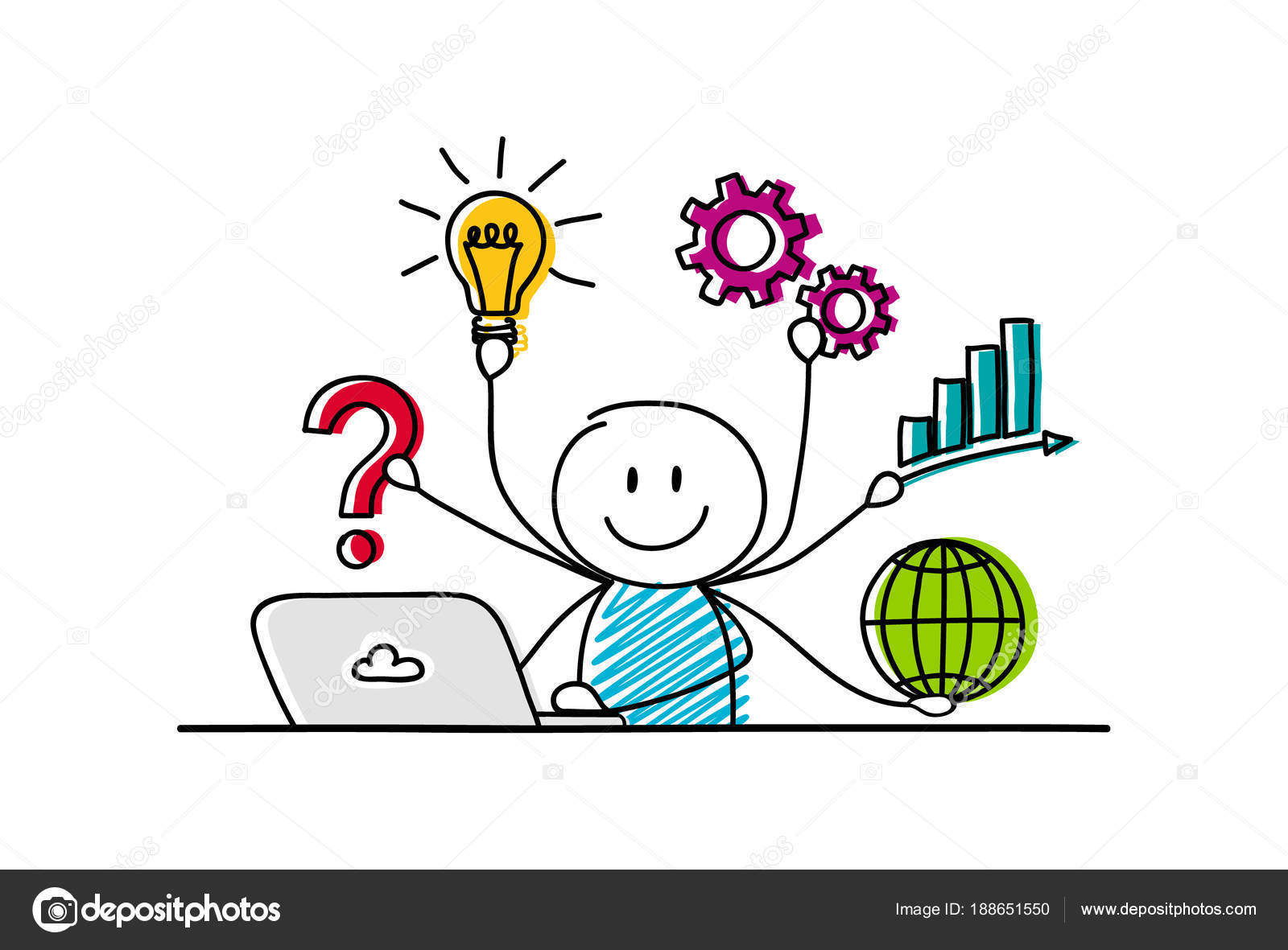 Ilustración Conceptual Con Stickman Dibujos Animados Que Muestra ...