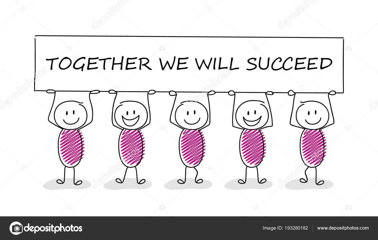 Element Presentation Stickmen Holding Banner Text Together Succeed ...