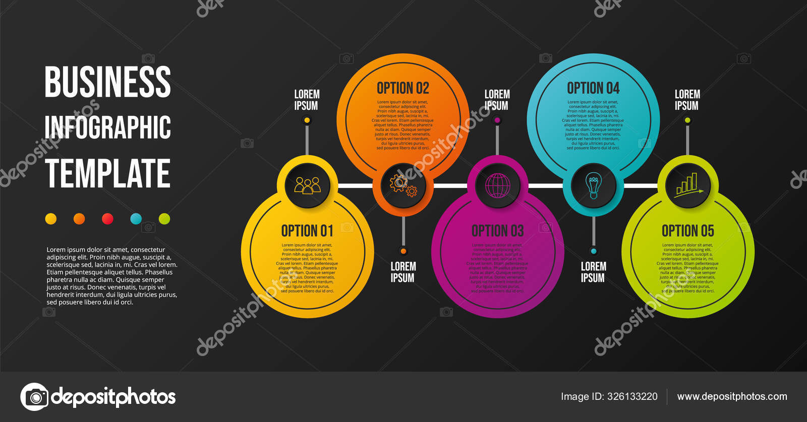 Chart Colorful Business Icons Infographic Template Vector Stock Vector ...