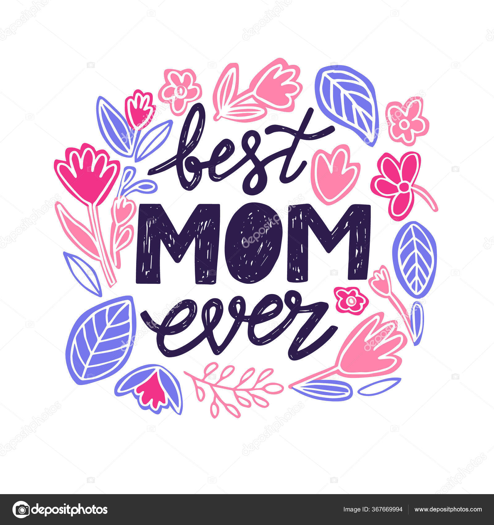 Vector illustration Best Mom ever with flower Stock Vector Image by ...