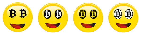 Bitcoin Smiley Emoticon Yellow Emoji Black White Btc Symbols Place ...
