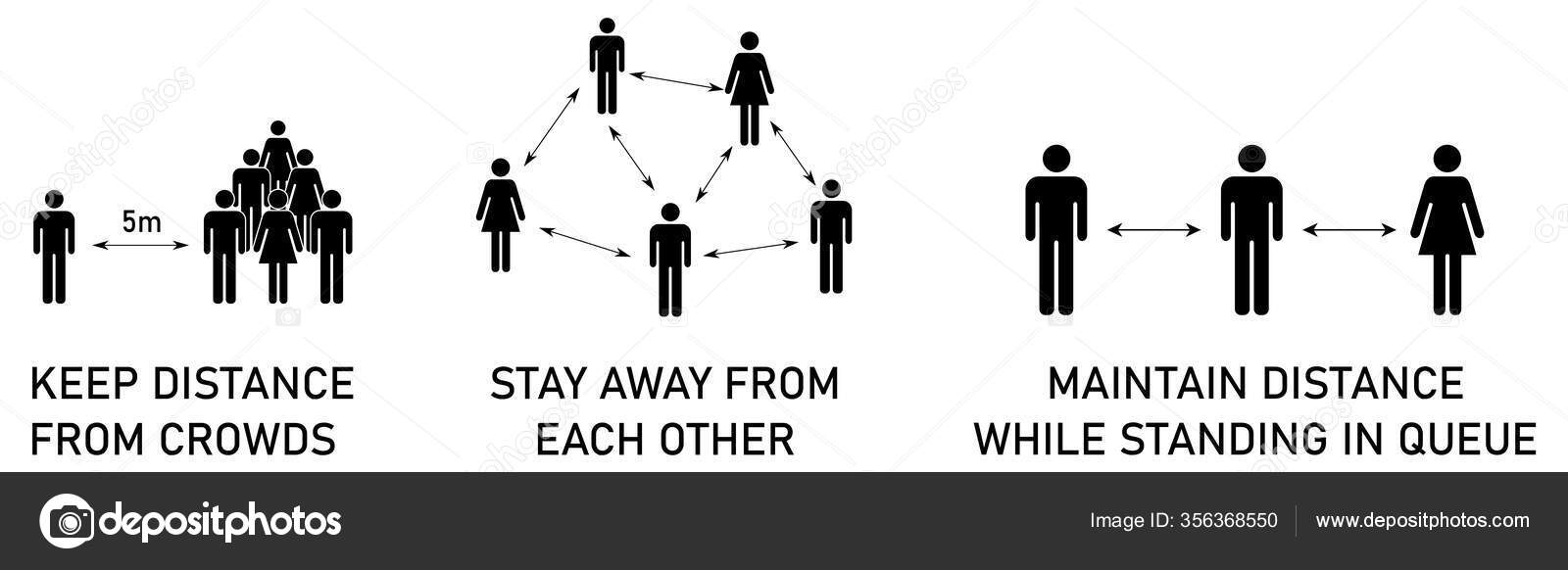 Keep Distance Crowds Each Other Icon Social Distancing Sign Can Stock ...