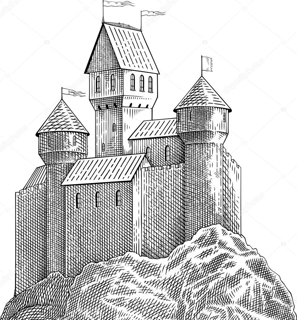 Medieval Tower Drawing
