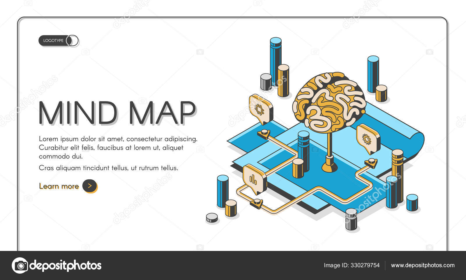 Mind map visual thinking tool isometric landing Stock Vector Image by ...