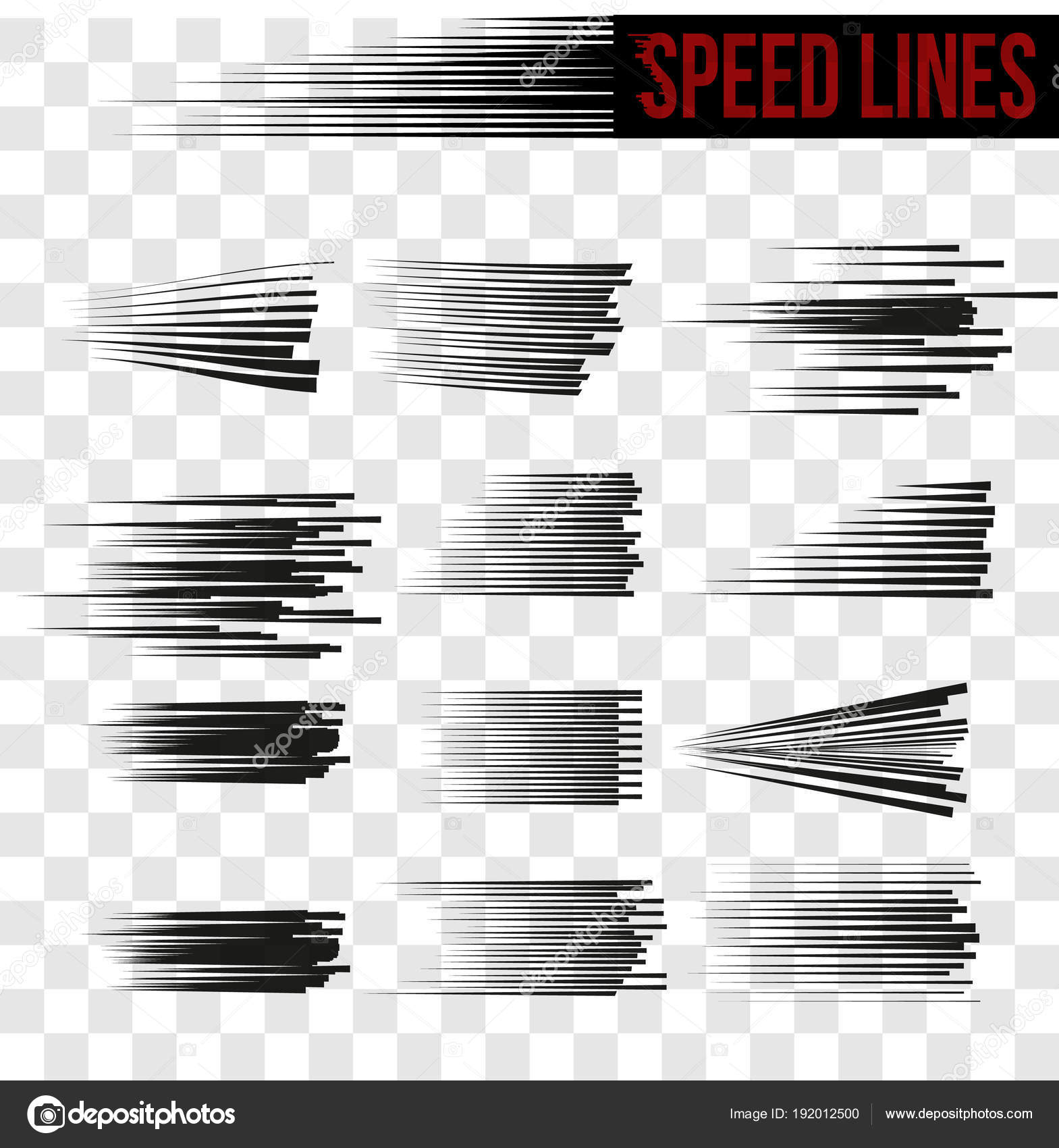 Set garis kecepatan yang berbeda terisolasi pada latar belakang ...