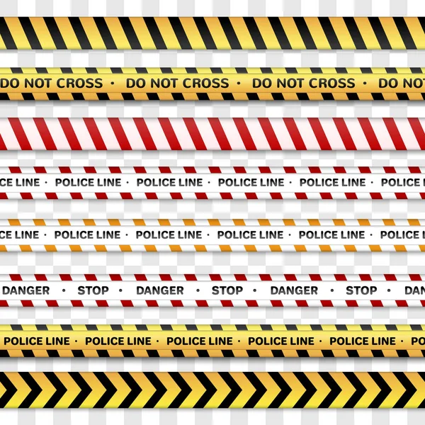 Police line and do not cross, Caution lines Warning tapes. Danger signs ...