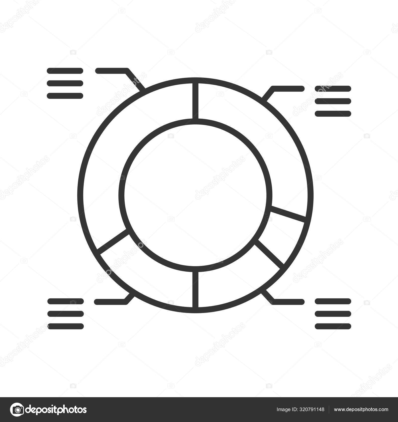 Doughnut chart line black icon. Record keeping concept. Visual ...