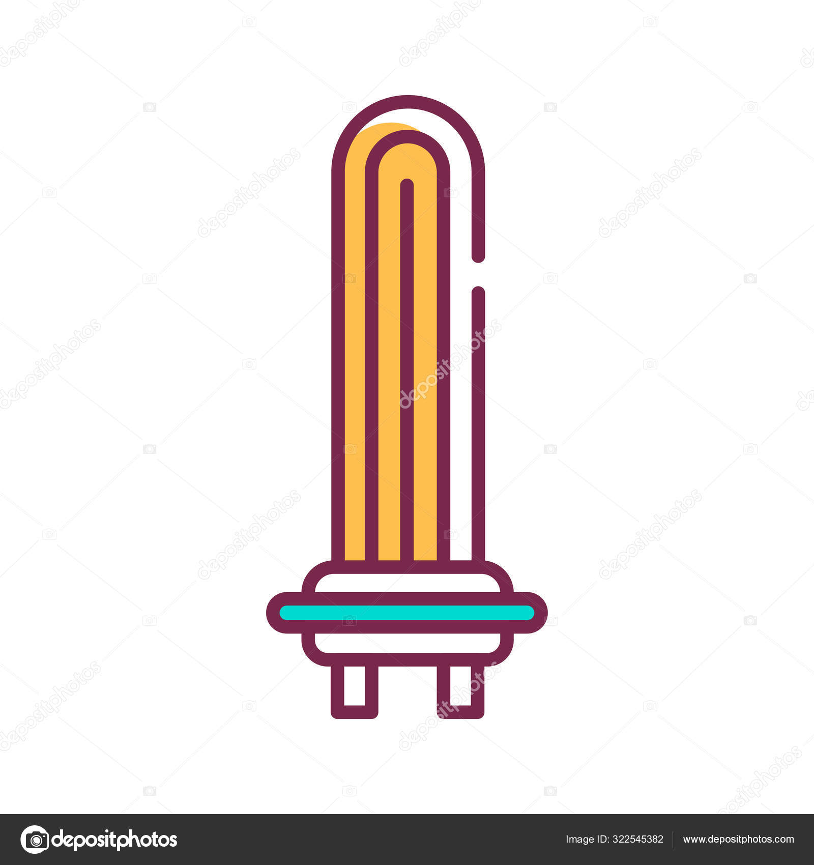 Water heating color line icon on white background. A heating element ...