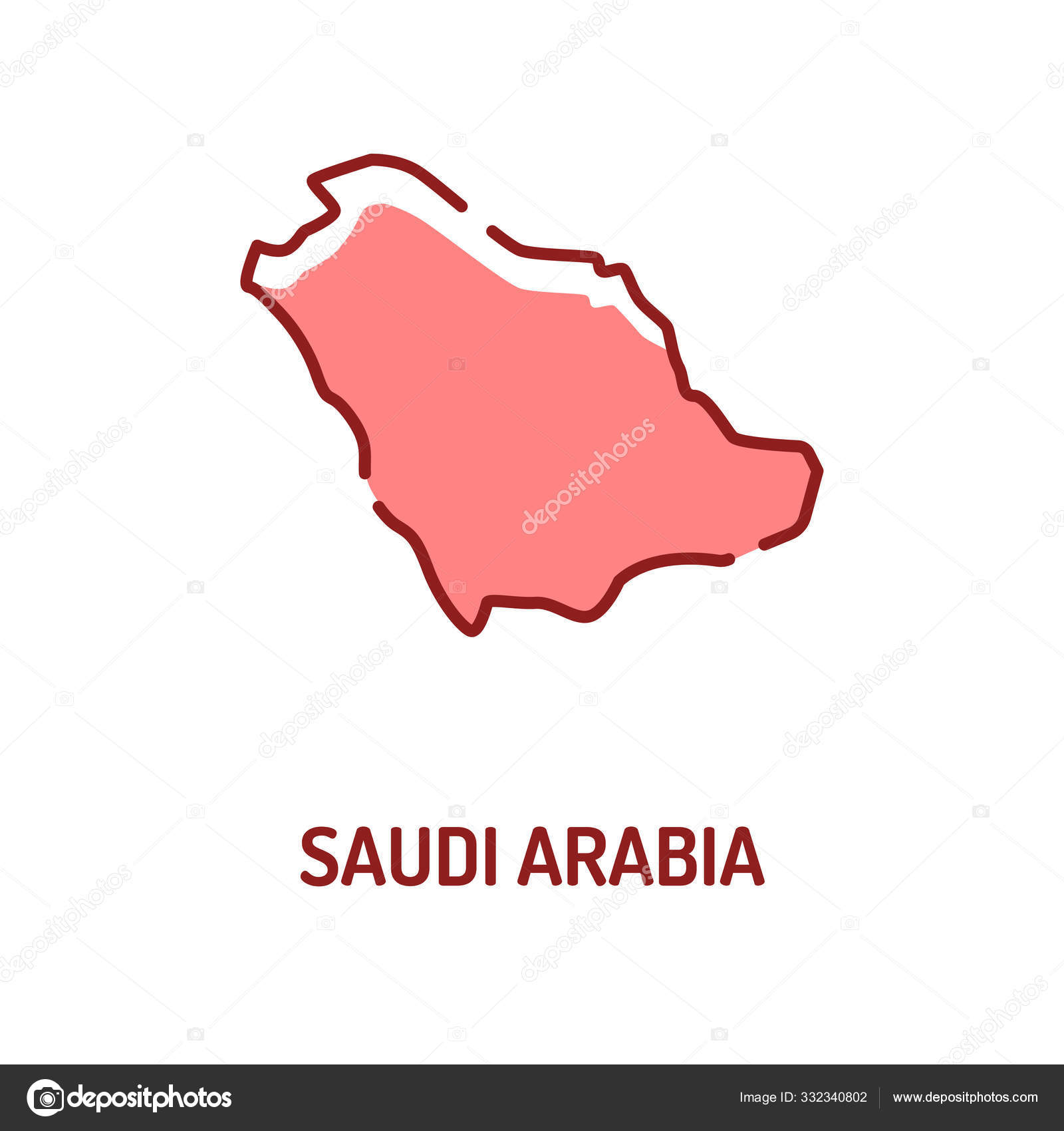 Saudi Arabia map color line icon. Border of the country. Pictogram for ...