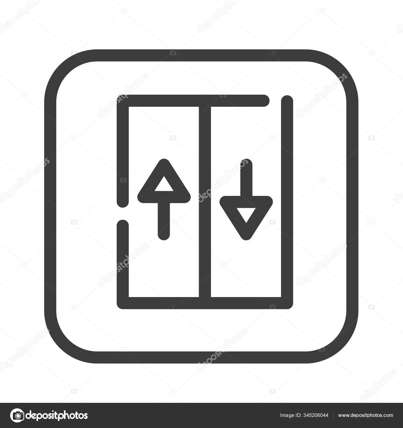 Elevator color line icon. Moving staircase which carries people between ...