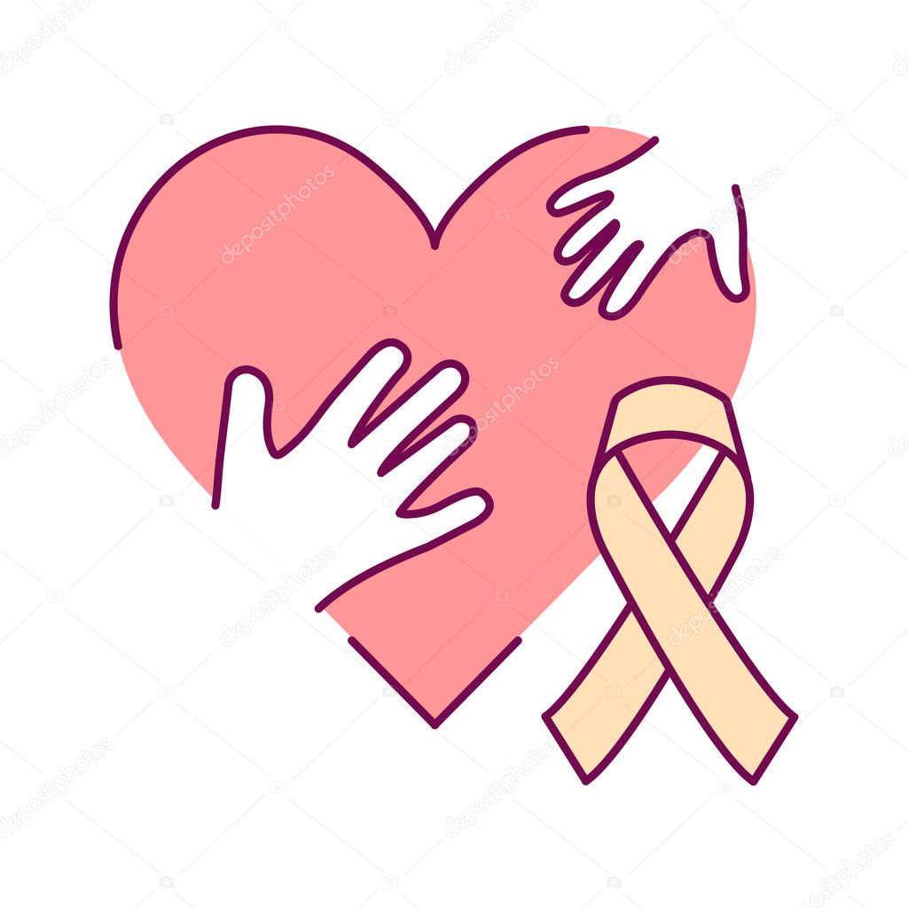 Icono de línea de color oncología pediátrica. Tratamiento del cáncer en ...