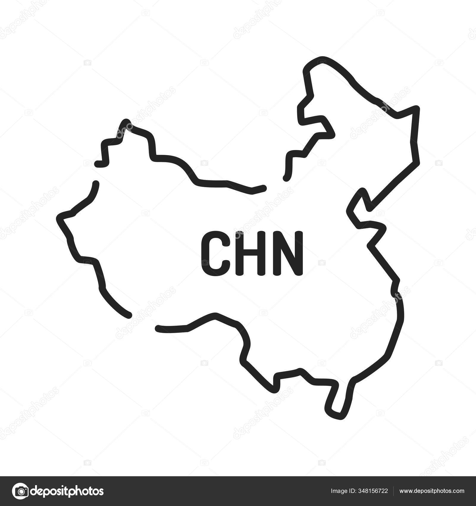 China Map Black Line Icon Border Country Pictogram Web Page Stock ...