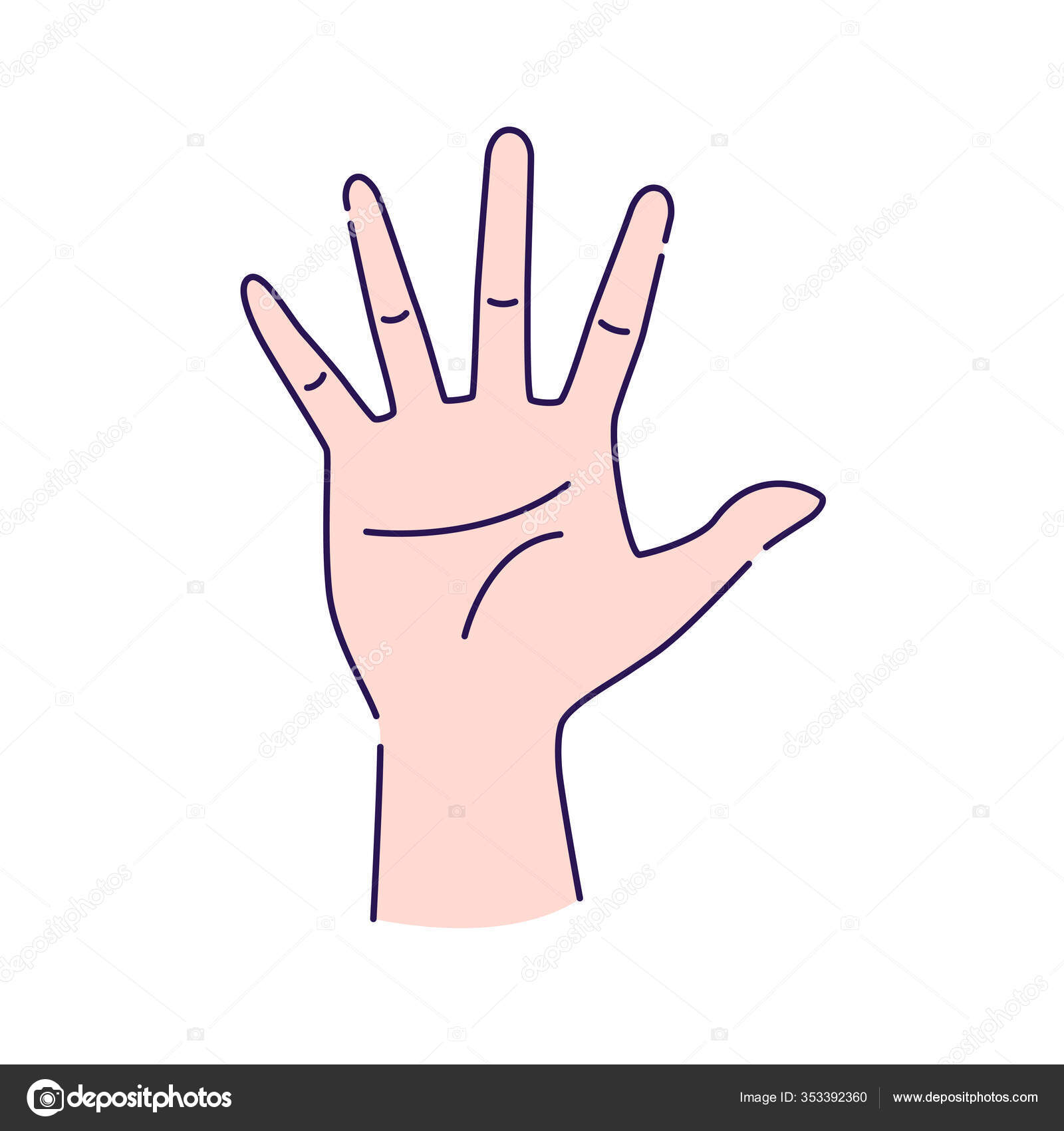 Five Fingers Gesture Line Color Icon Make Fingers Gesture Sketch Stock ...