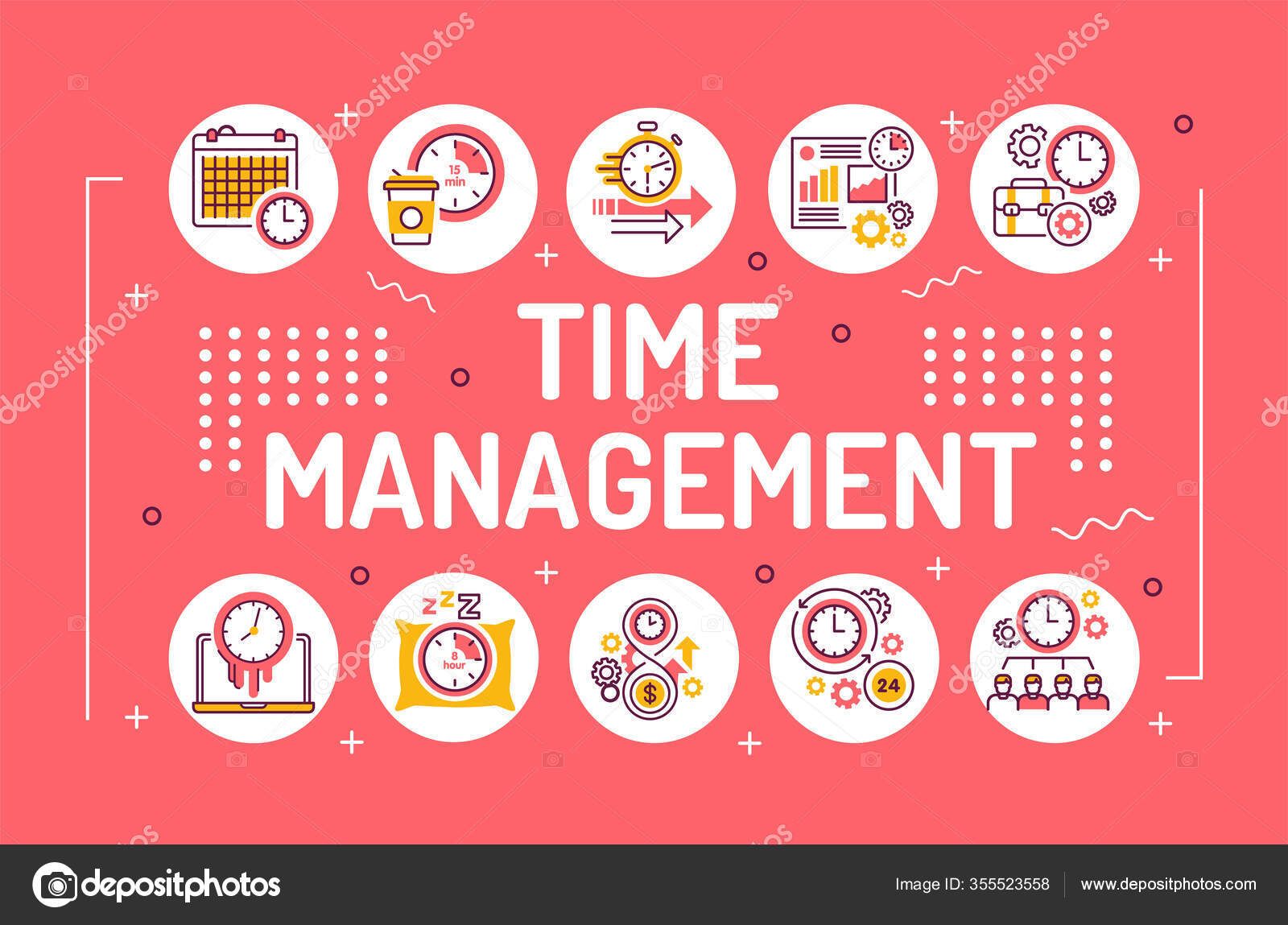 Time Management Word Lettering Typography Planning Control Working ...