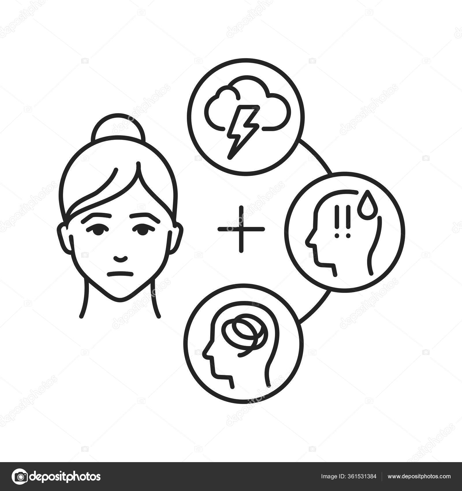 Increased Feeling Anxiety Black Line Icon Emotion Causes Increased ...