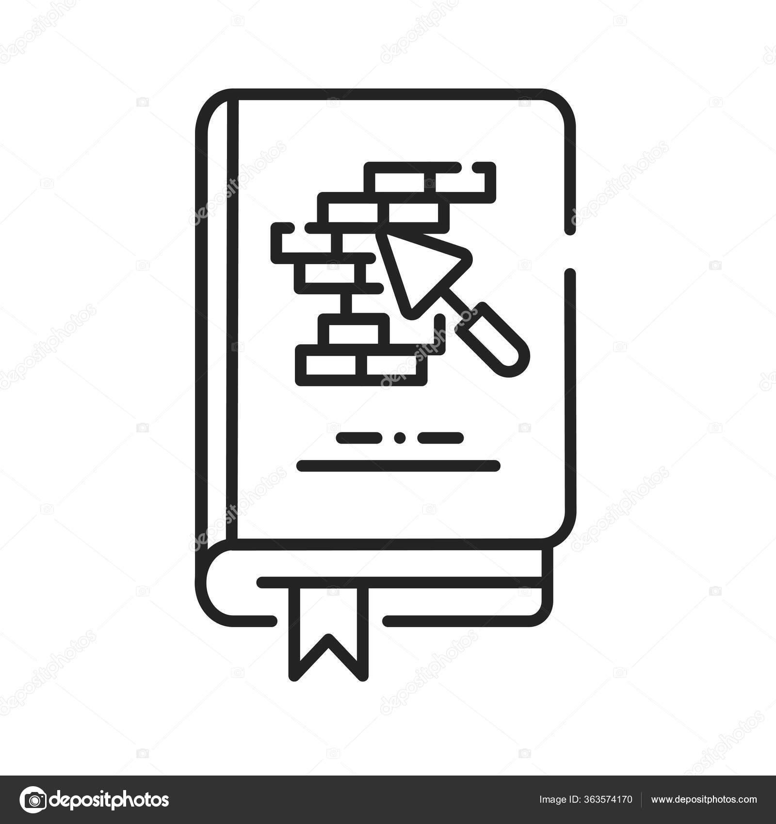 Construction Repair Book Black Line Icon Basic Knowledge Building ...