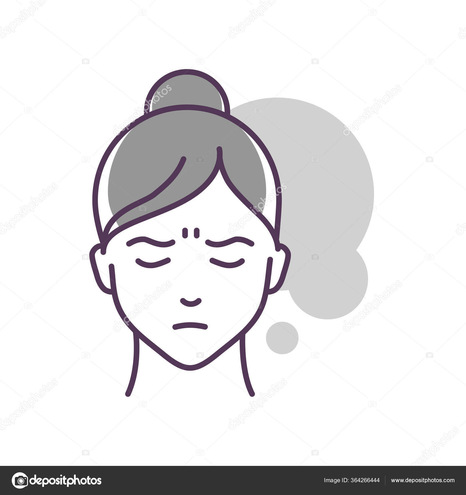 Human Feeling Grief Line Color Icon Face Young Girl Depicting Stock ...