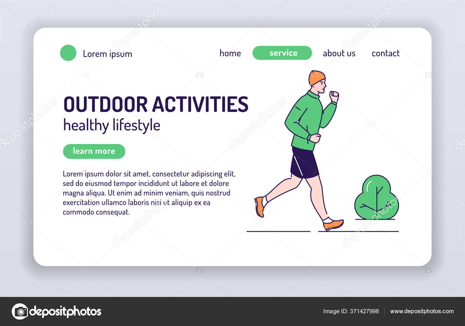 Man Running Park Web Banner Outdoor Workout Isolated Cartoon Character ...
