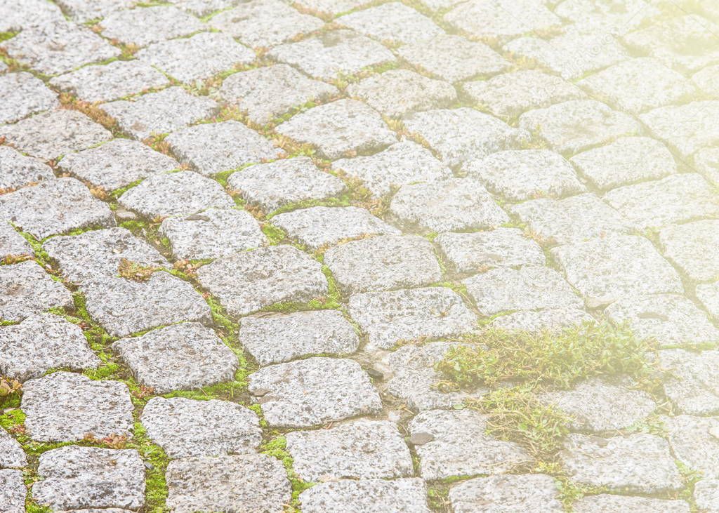 textura, fondo. El pavimento de piedra de granito. Calle pavimentada ...