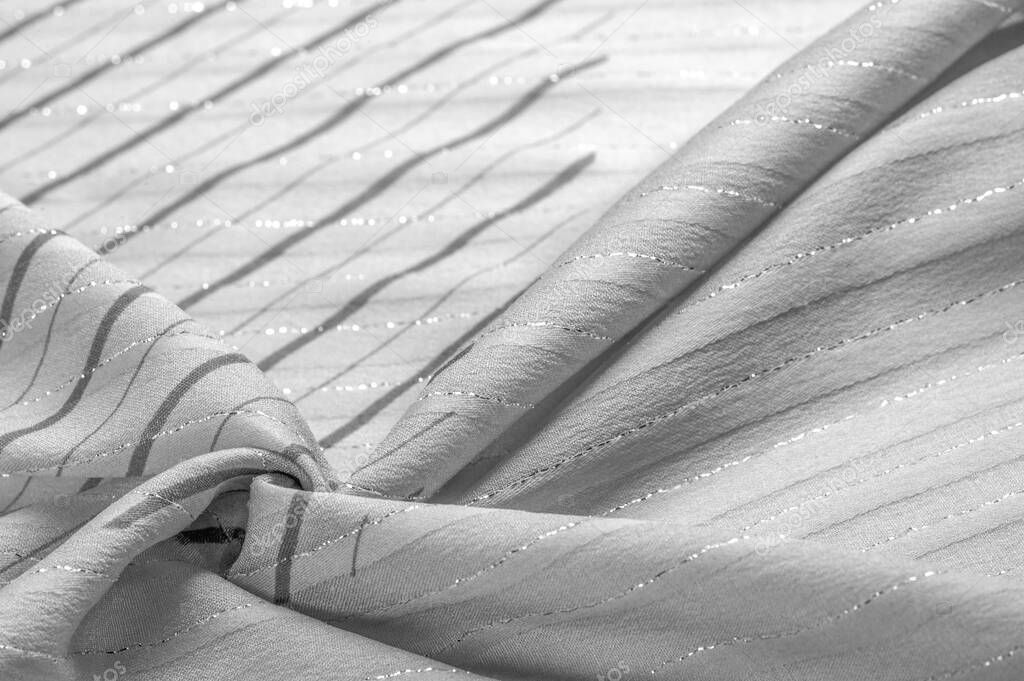 Textura de fondo de diseño, tela en blanco y negro con rayas Lurex ...