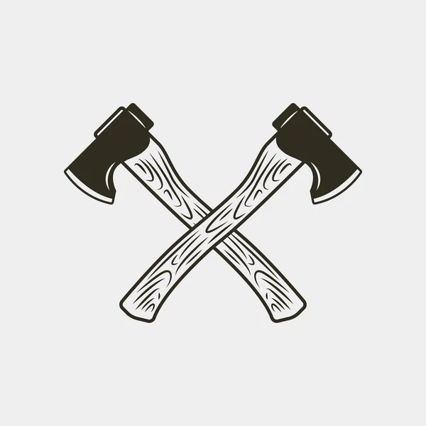 Lumberjack axes crossed FIsolated On White Background Vector object ... Lumberjack axes crossed FIsolated On White Background Vector object ...