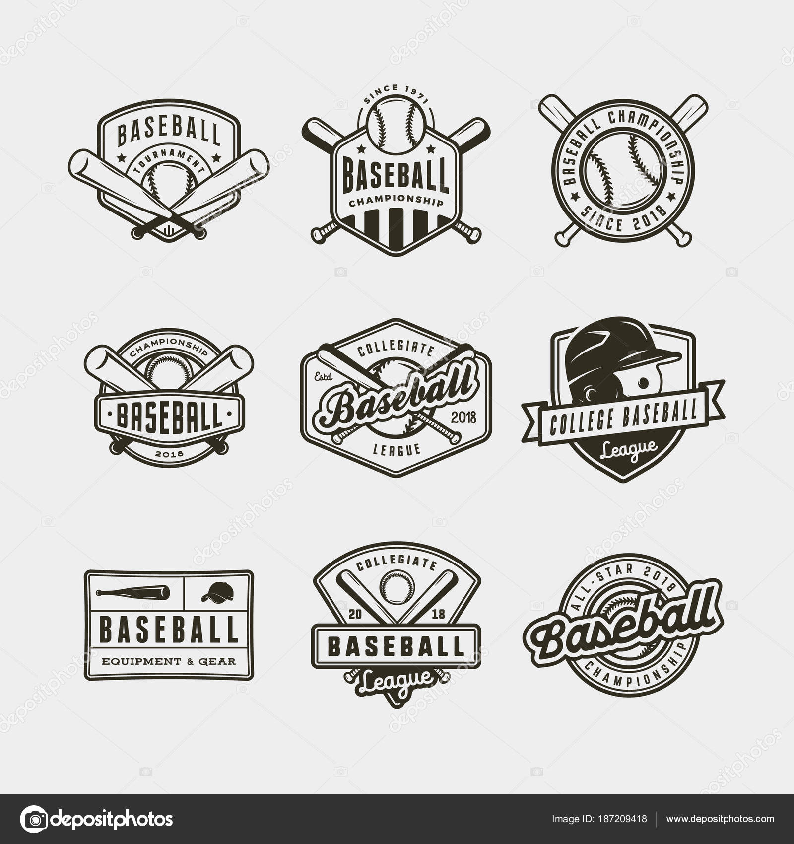 Set of vintage baseball logos. vector illustration Stock Vector by ...
