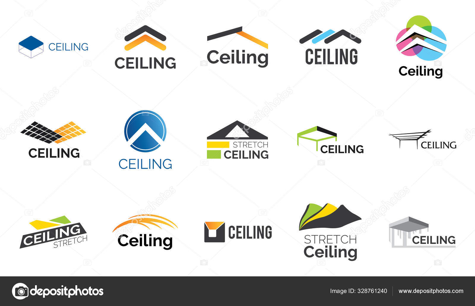Ensemble vectoriel de logos de plafond et plafonds extensibles image ...