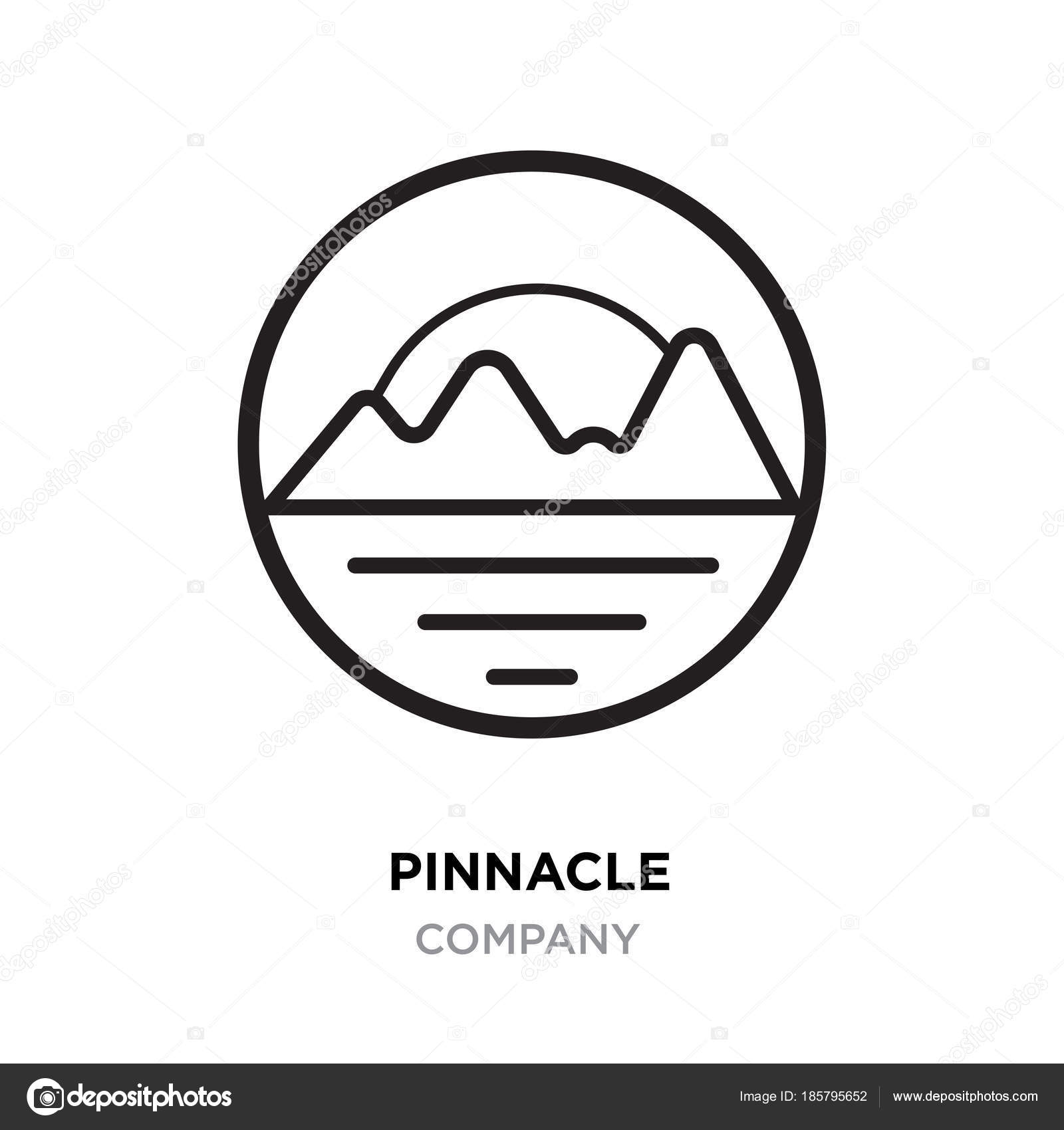 Pinnacle logo, linear mountains vector isolated on roundy white Stock ...
