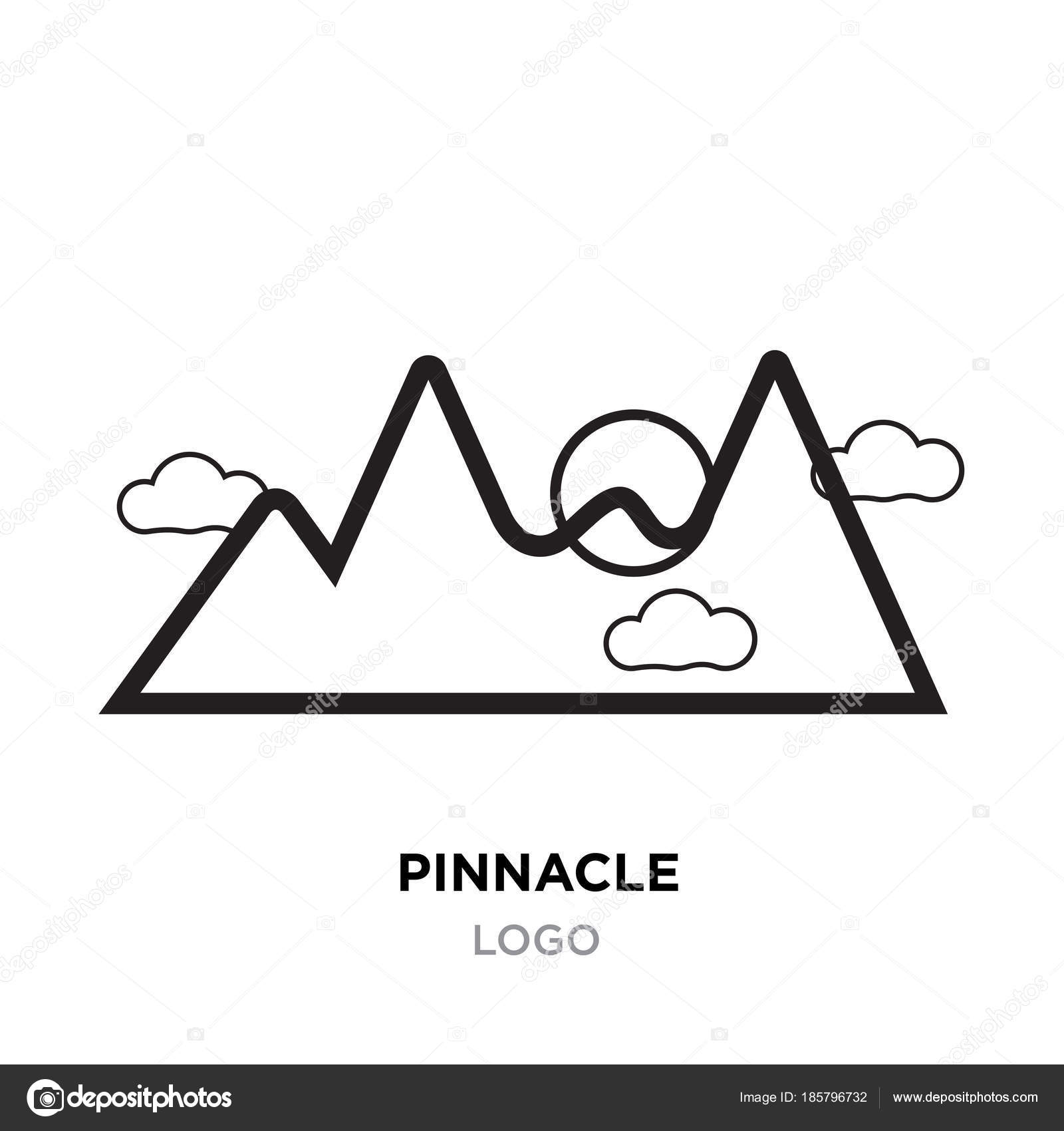 Pinnacle logo for company, mountain outline vector isolated on w Stock ...