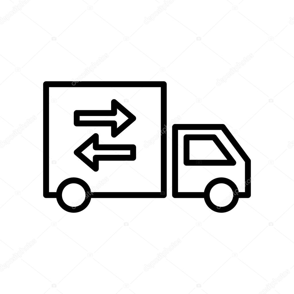 Icono de transporte signo vectorial y símbolo aislado en el fondo ...