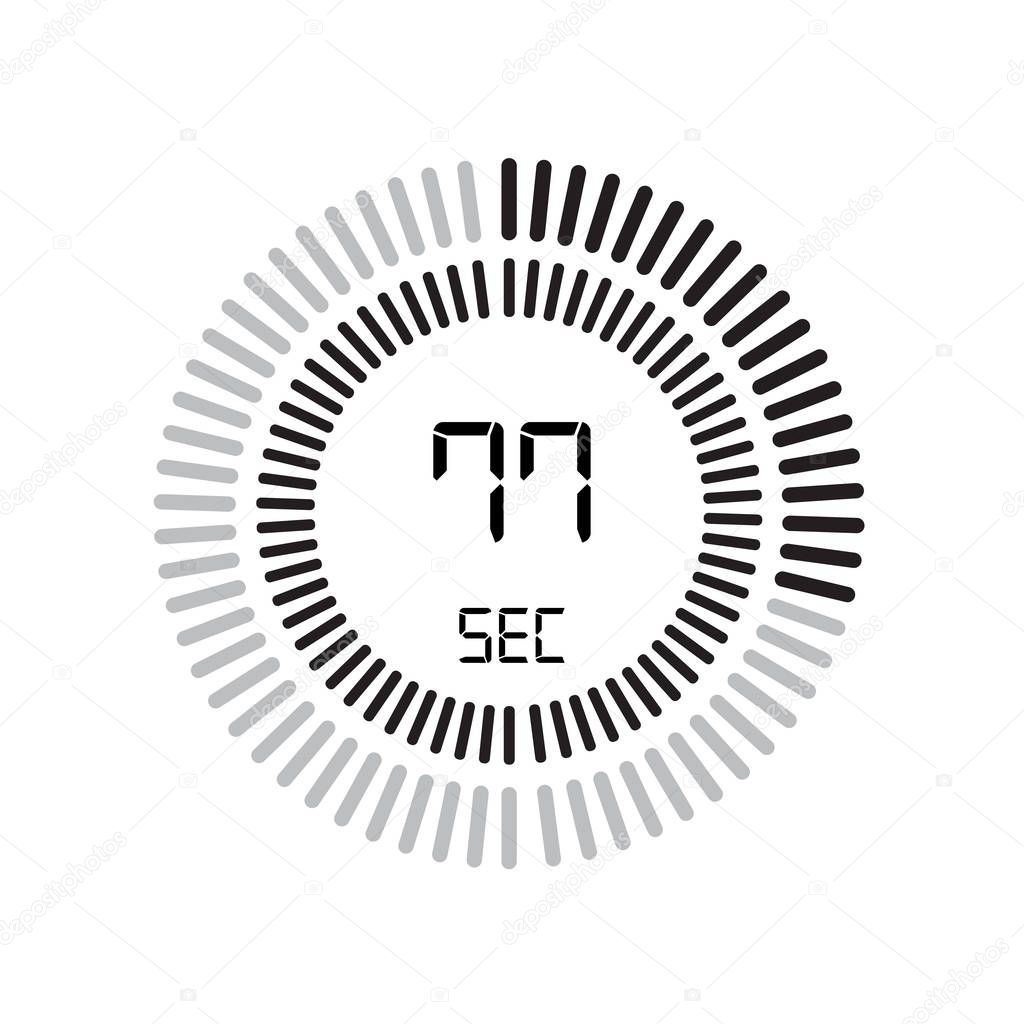 El icono de 77 segundos, temporizador digital, simplemente ilustración ...