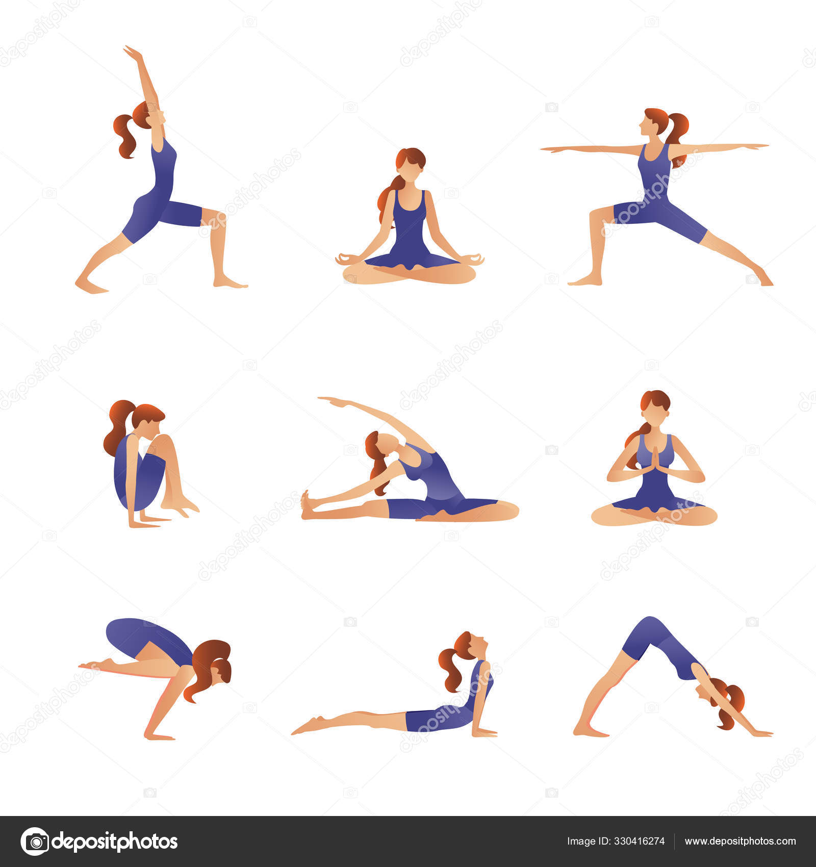 Silhuetas De Poses De Ioga