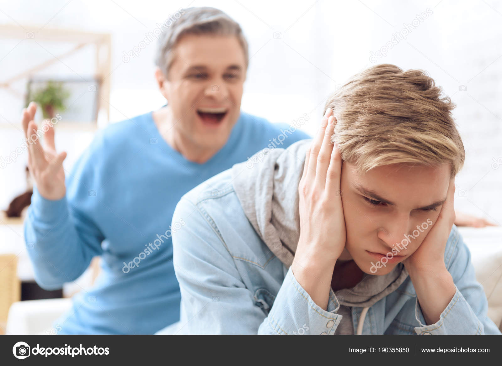 Father Trying Talking Son Teenager Refuse Listening — Stock Photo ...