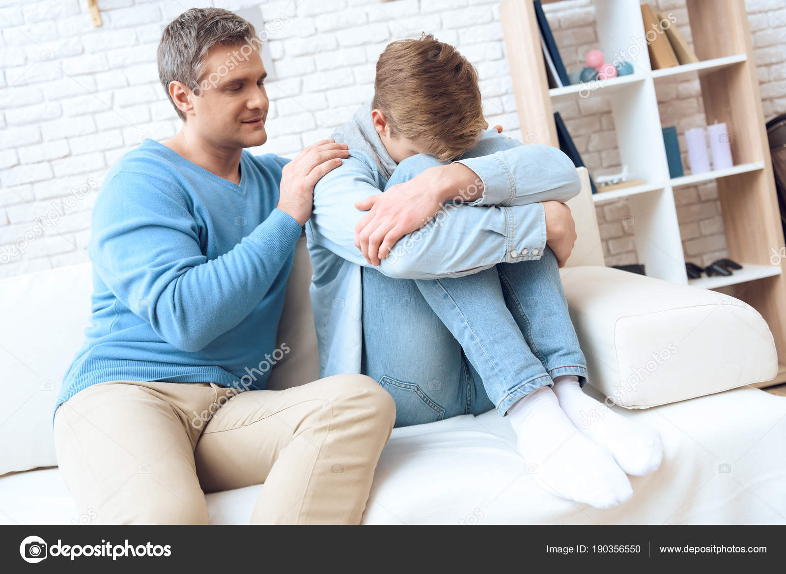 Father Trying Comforting His Son Conflict — Stock Photo © Freeograph ...