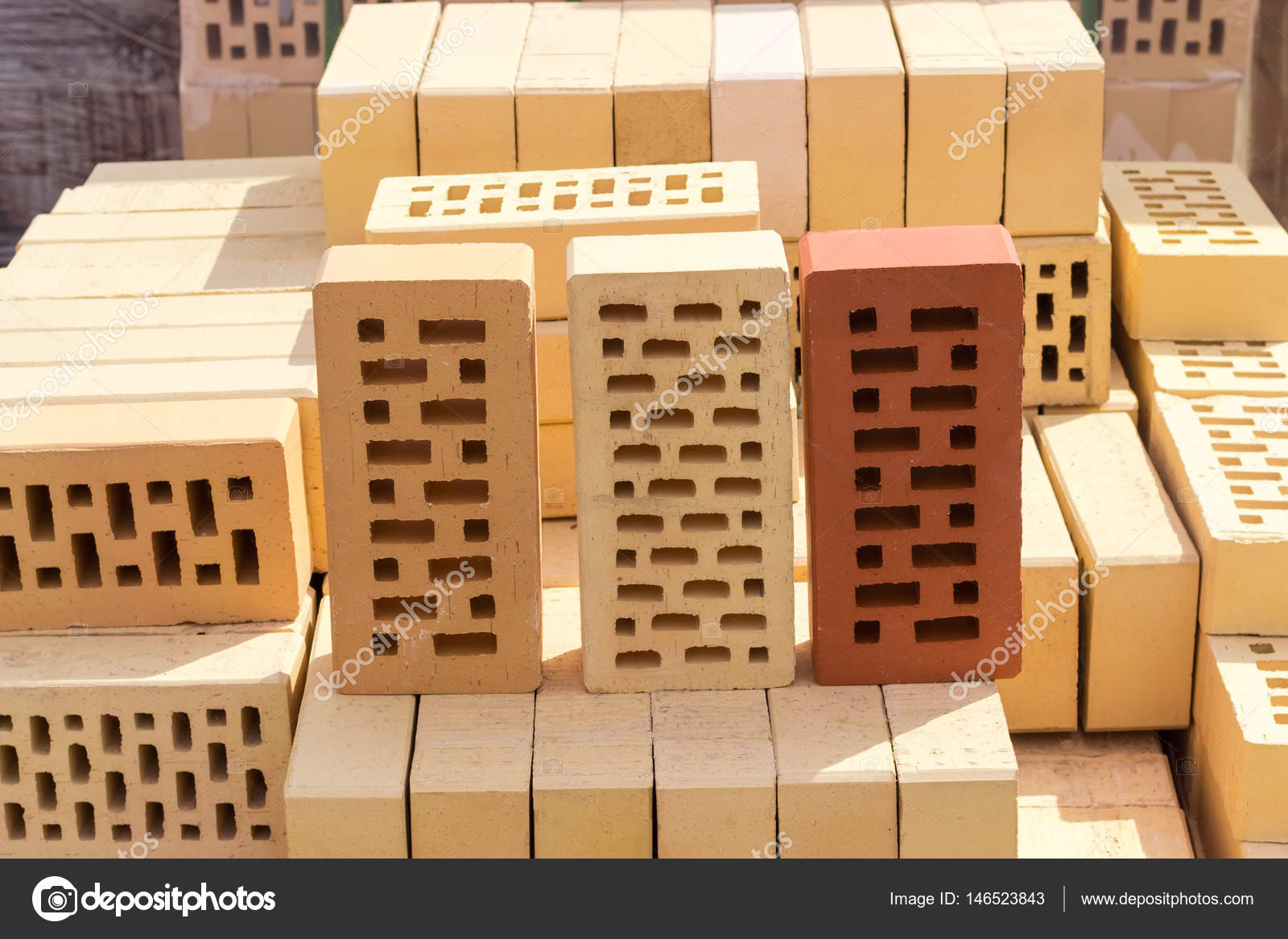 Perforated bricks of different colors with rectangular holes — Stock ...