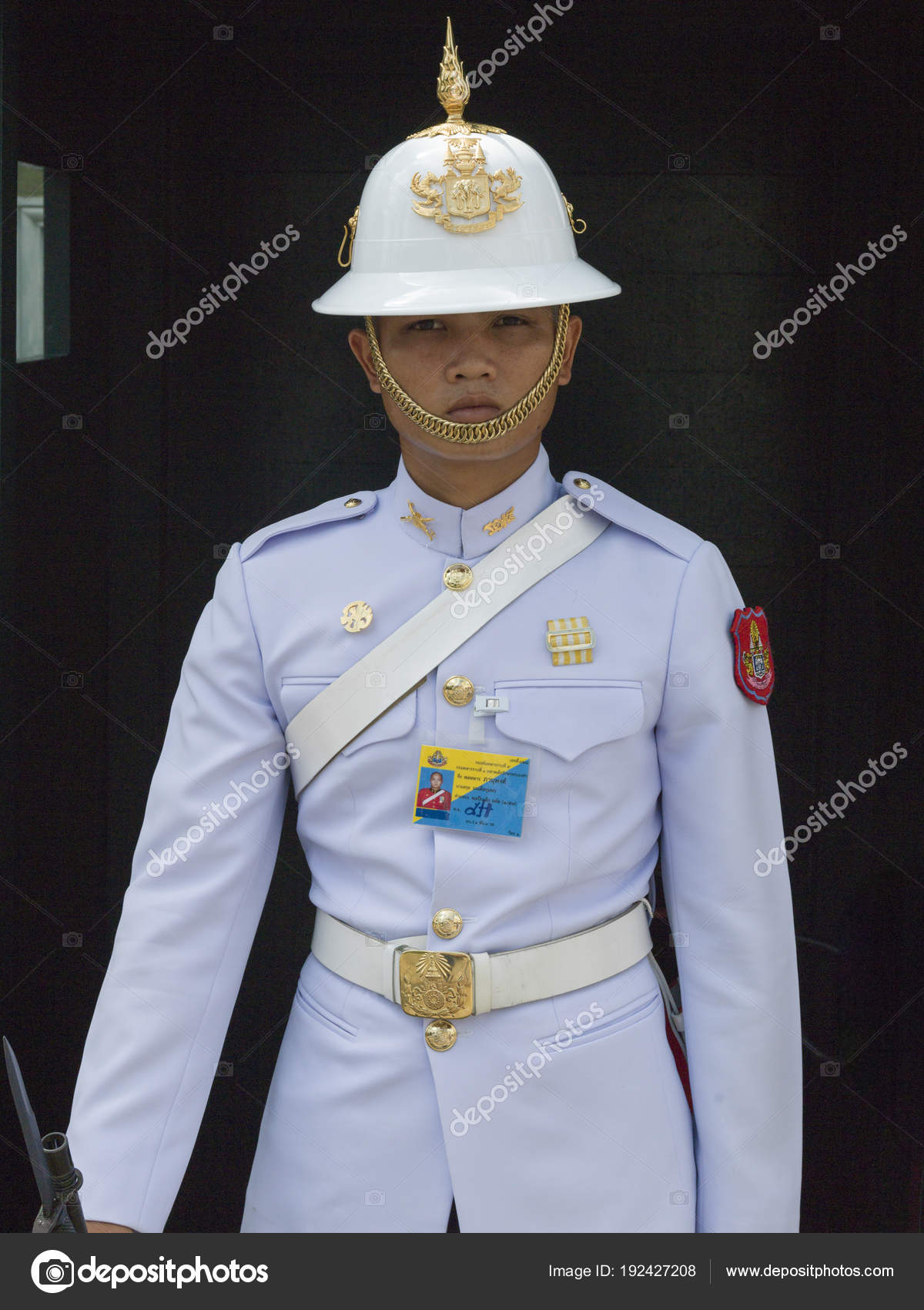 Security Guard Standing Grand Palace Phra Nakhon Bangkok Thailand ...