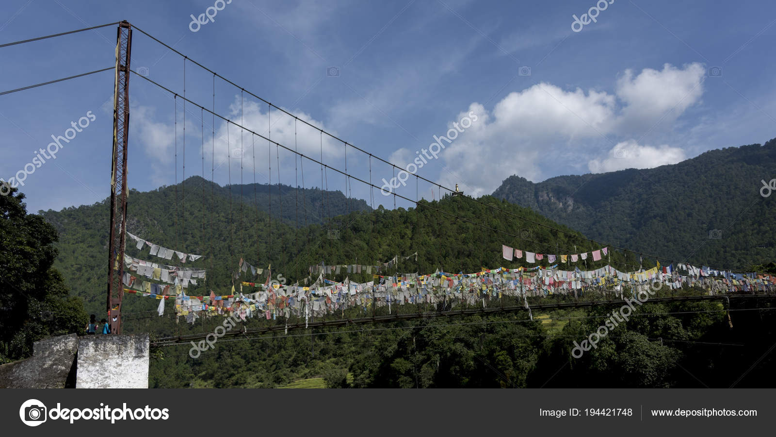 Prayer Flags Hanging Suspension Bridge Punakha Punakha Valley Punakha ...