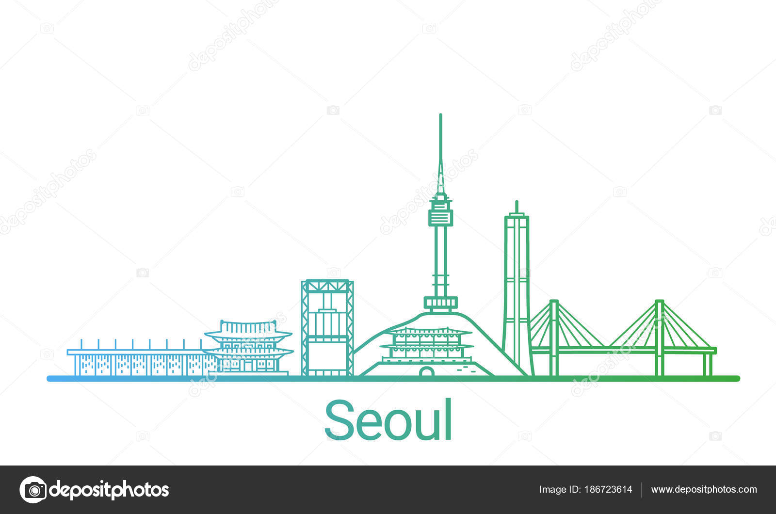 Colored line Seoul banner Stock Vector Image by ©itsdesign.net.gmail ...
